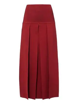 Alaïa Pleated Midi Skirt In Rouge Pompei - Red