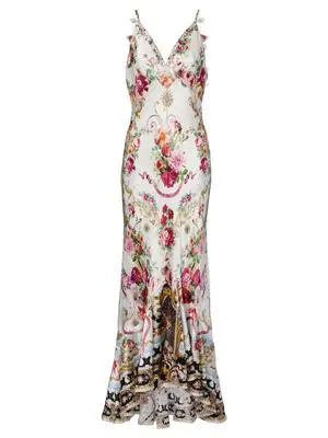 Camilla Floral Silk Satin Maxi Dress - Multicoloured