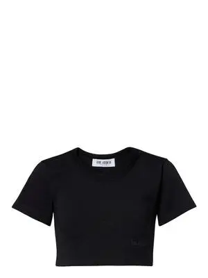 Attico Cropped Cotton T-shirt - Black