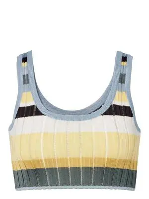 Alaïa Striped Knitted Crop Top - Multicoloured