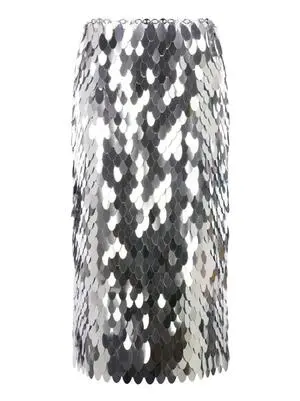 Rabanne Sequin Embellished Midi Skirt - Silver