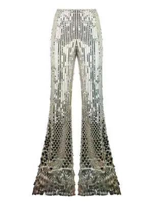 Alberta Ferretti Sequin-embellished Flared Trousers - Silver