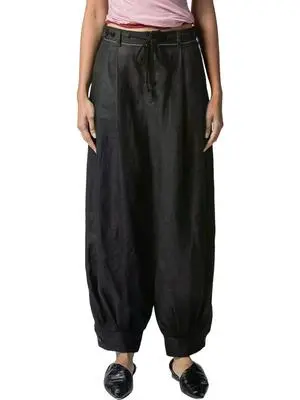 MULLER OF YOSHIOKUBO Drawstring Waist Tapered Trousers - Black