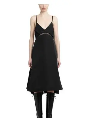 Sacai V-neck Sleeveless Midi Dress - Black