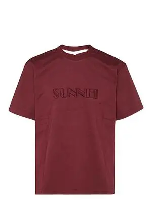 Sunnei Logo Embroidered Crewneck T-shirt - Red