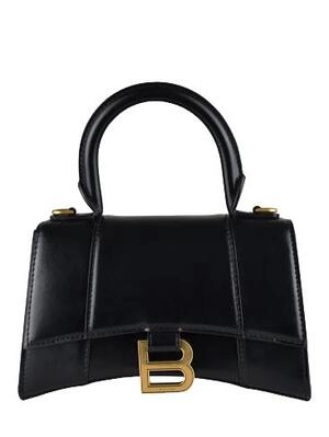 Balenciaga Hourglass Xs Handbag In Calf Leather - Black