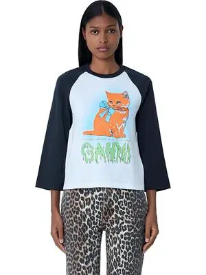 GANNI Logo Motif Cotton T-shirt - White