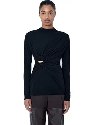 Bottega Veneta Long Sleeve Twist Detail Top - Black