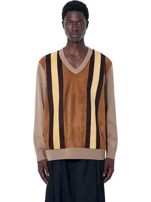 Miu Miu V-neck Sweater With Contrast Stripes - Multicolor