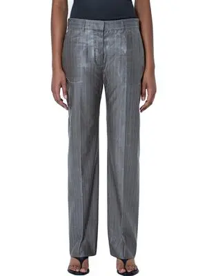 Acne Studios Coated Pinstripe Tailored Trousers - Gray