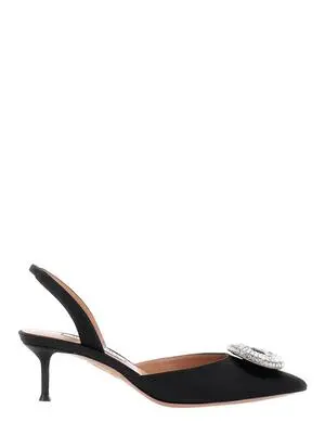 AQUAZZURA Crystal Hoop Black Slingback Pumps - Multicolor