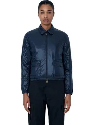 Moncler Lanset Packable Short Down Shirt Jacket - Blue