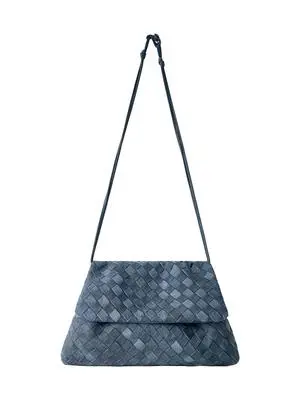Bottega Veneta Giorno Suede Shoulder Bag - Gray