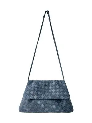 Bottega Veneta Giorno Suede Shoulder Bag - Gray