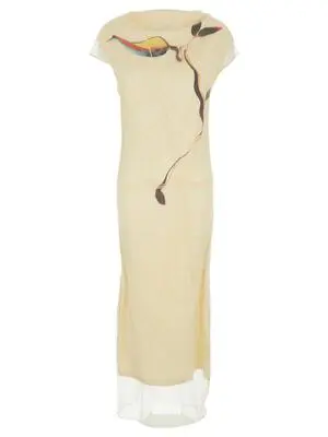 Sportmax Yellow Floral Motif Long Dress - Multicolor