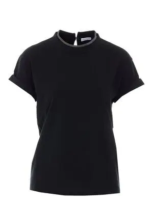Brunello Cucinelli T-shirt With Monile Detail - Black