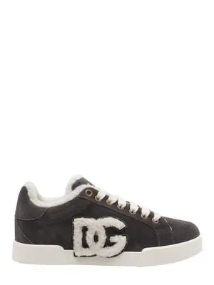 Dolce & Gabbana Portofino Light Sneakers In Calfskin And Sheepskin - Brown