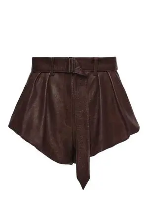Magda Butrym Magda Butrym Brown Leather Flared Shorts Brown
