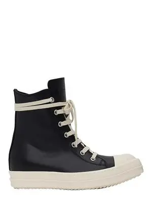 Rick Owens High-top Leather Sneakers - Black