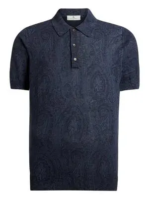 Etro Paisley Floral Print Polo Shirt - Blue