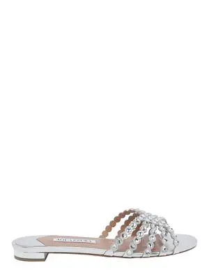 AQUAZZURA Tequila Flat Sandals - Silver