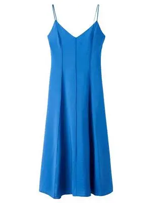 Mango Sleeveless V-neck Maxi Dress With Tie Detail - Blue