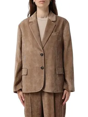 Brunello Cucinelli Single-breasted Viscose-blend Blazer With Lapel Collar - Brown