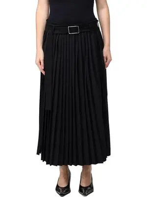 Sportmax Pleated Virgin Wool-blend Midi Skirt - Black