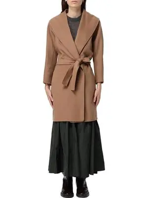 Max Mara S Max Mara Belted Virgin Wool Robe Coat With Shawl Collar Camel