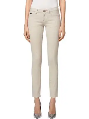 Philipp Plein Mid-rise Skinny Stretch Denim Jeans - Beige