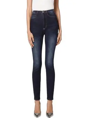 Philipp Plein High-waisted Cropped Skinny Stretch Jeans With Used Effect Blue