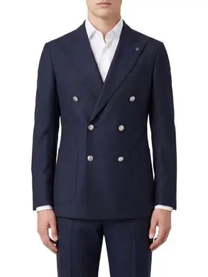 Tagliatore Double-breasted Virgin Wool Blazer With Peak Lapels - Blue