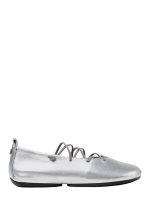 Camper Camper Right Nina Laminated Leather Mary Jane Flats Grey