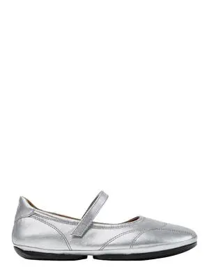 Camper Right Nina Laminated Leather Mary Jane Flats - Grey