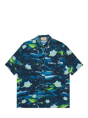 Gucci Abstract Print Short Sleeve Shirt - Blue