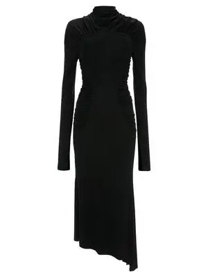 Victoria Beckham High Collar Midi Dress - Black