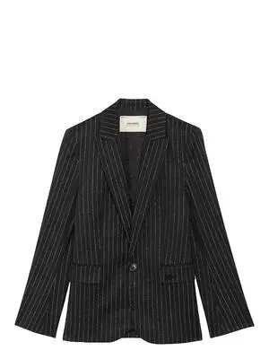 Zadig&Voltaire Valser Blazer With Shimmer Stripes - Anthracite