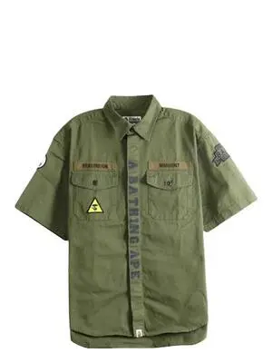 A BATHING APE Patch Cpo Short Sleeve Shirt - Olived