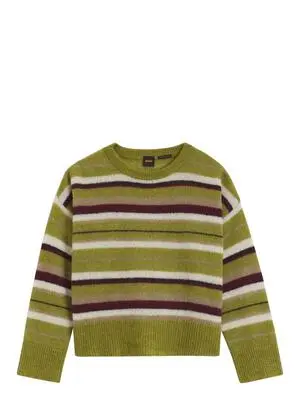 BOSS Oversized Alpaca-blend Sweater With Horizontal Stripes - Patterned