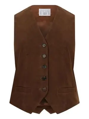 Giuseppe Di Morabito Slim Fit Suede Vest - Brown