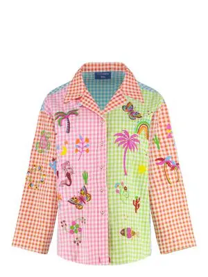 SUSANNA BLU SUSANNA BLU Gardenia Checked Embroidered Shirt Multicolor