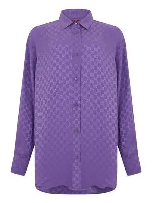 Gucci Silk Monogram Long Sleeve Shirt - Purple