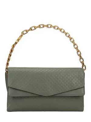 Gucci Gucci GG Embossed Monogram Leather Handbag Khaki