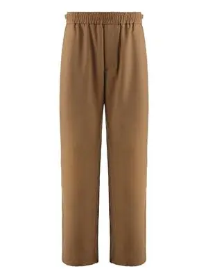 AMI Paris Elasticated Wool Twill Trousers - Camel
