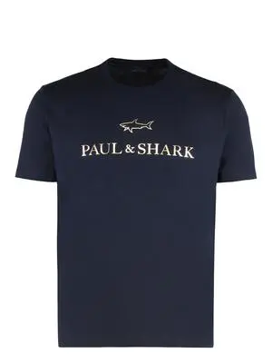 Paul & Shark Cotton Logo Print T-shirt - Blue