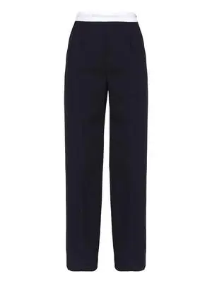 Alexander Wang Pleated Wool Trousers With Logo Elastic Band - Black