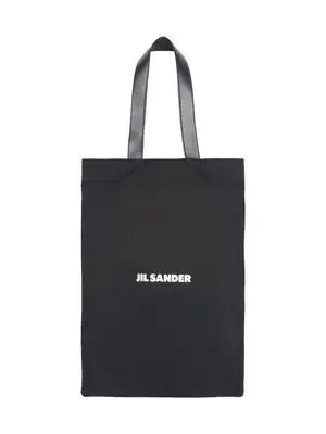 JIL SANDER Canvas Tote Bag With Leather Details - Black