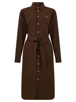 Polo Ralph Lauren Polo Ralph Lauren Long Button-Up Shirt Dress With Belt Brown