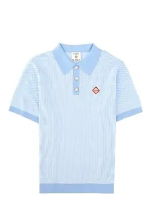Casablanca Monogram Jacquard Knit Polo Shirt - Azure