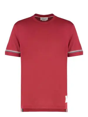 Thom Browne Crew Neck T-shirt In Cotton - Red